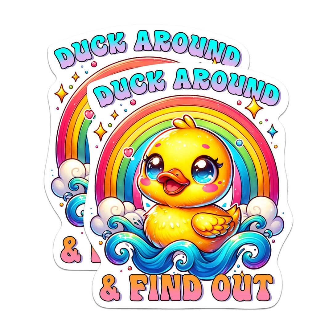 Funny Duck Stickers, 2 Duck Around Find Out Stickers, Sarcastic ...
