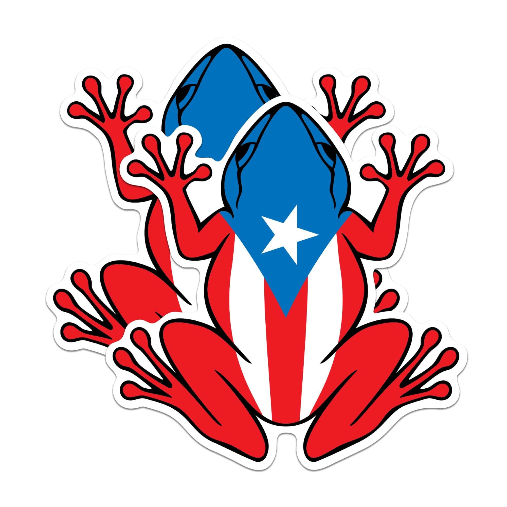 Puerto Rico Flag Sticker, Pack of 2 Stickers, Frog Flag Stickers ...