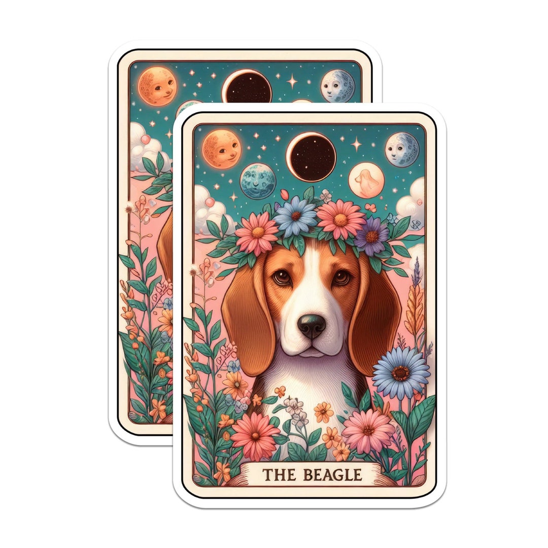 Beagle Stickers, Beagle Tarot Card, Phone Case Stickers, Waterproof ...