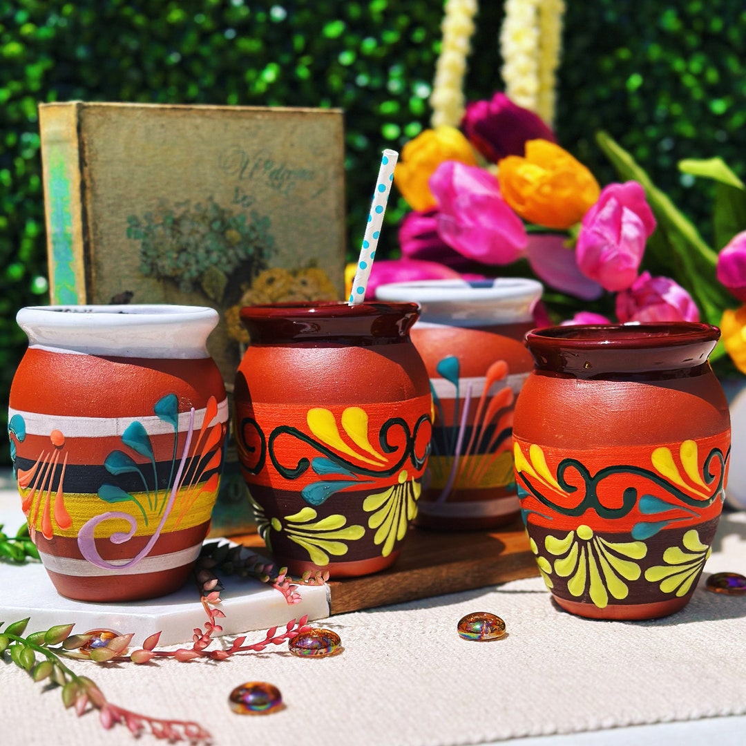 Cantaritos De Barro Jarritos Mexicanos, Set of 4 Authentic Mexican ...