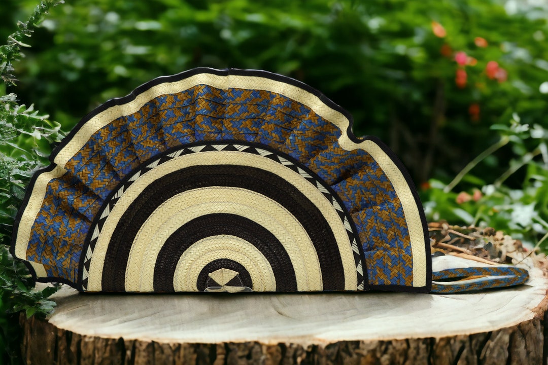 Colombian Art, Natural Handwoven Clutch, Fan Shaped, Arrow Cane, Brown ...