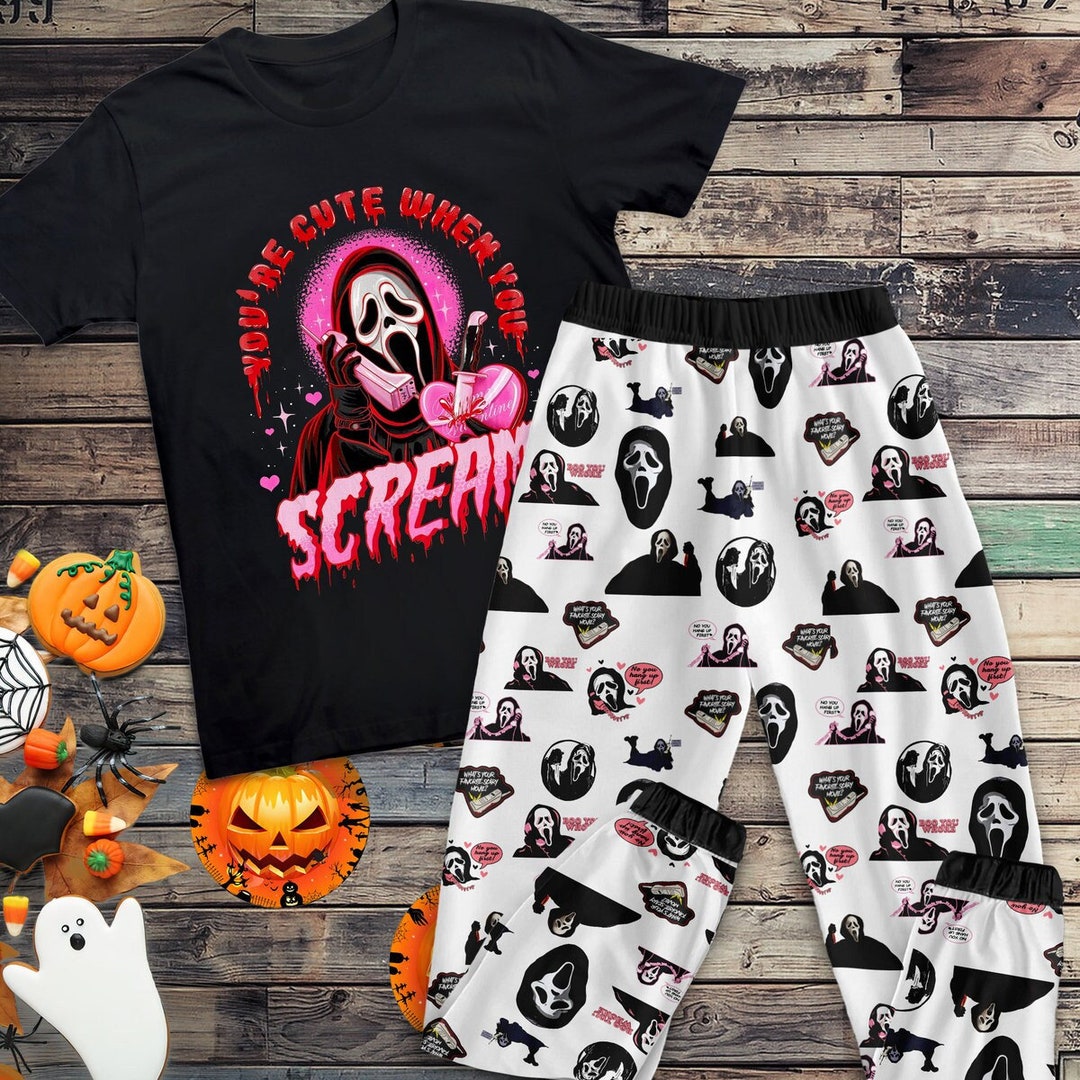 Ghostface Horror Movie Pajamas Set, Ghostface Halloween Pajamas Set ...