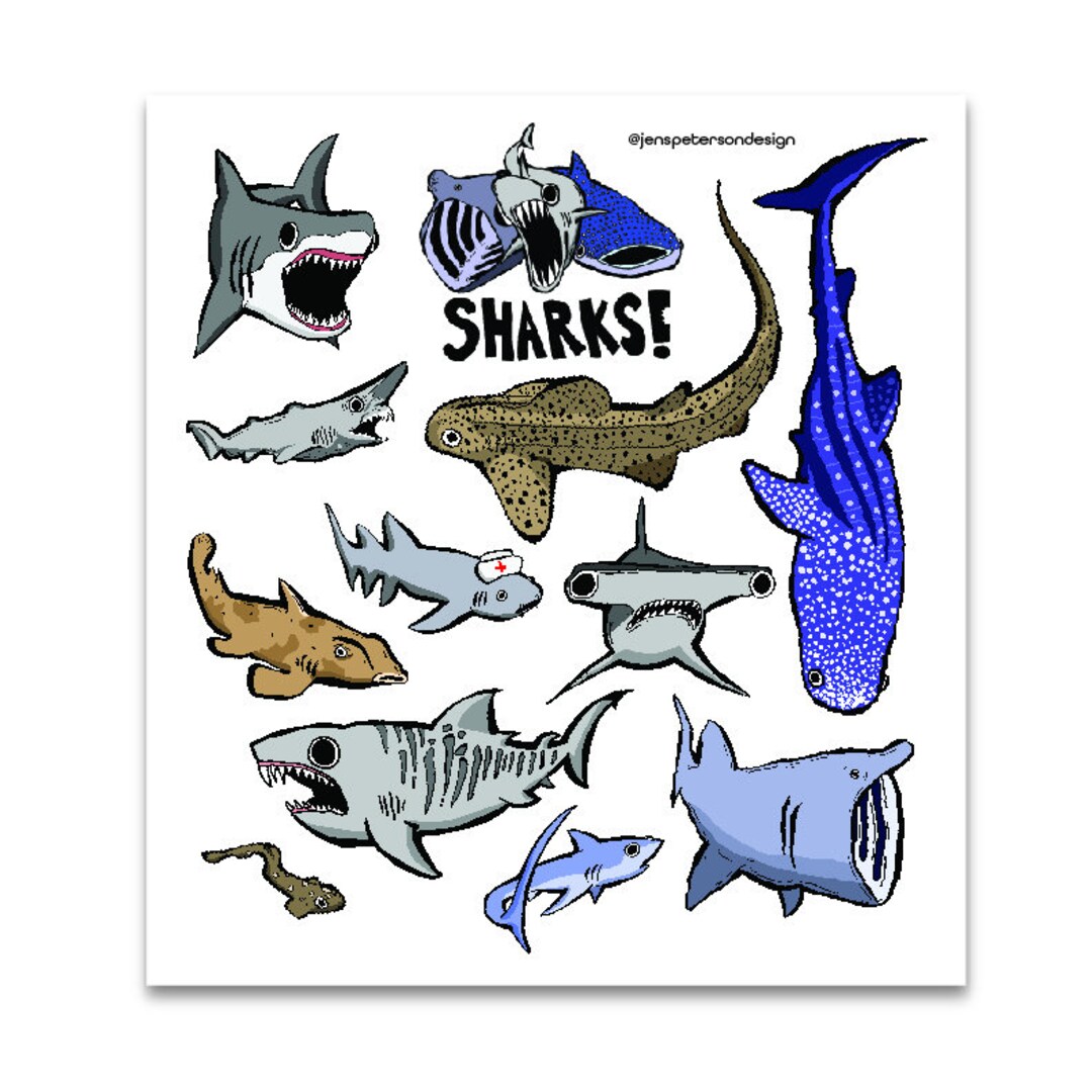 Shark Sticker Sheet - Etsy