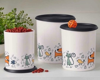 Vintage Tupperware One Touch Canisters Set of 3 Teal and White Specked ...