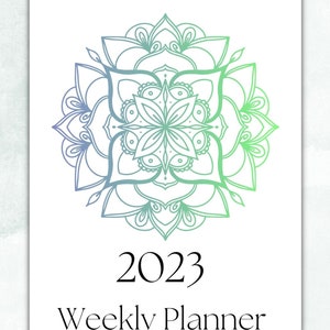 A Mandala Weekly 2023 Planner in Hues of Green and Blue. A Graceful ...