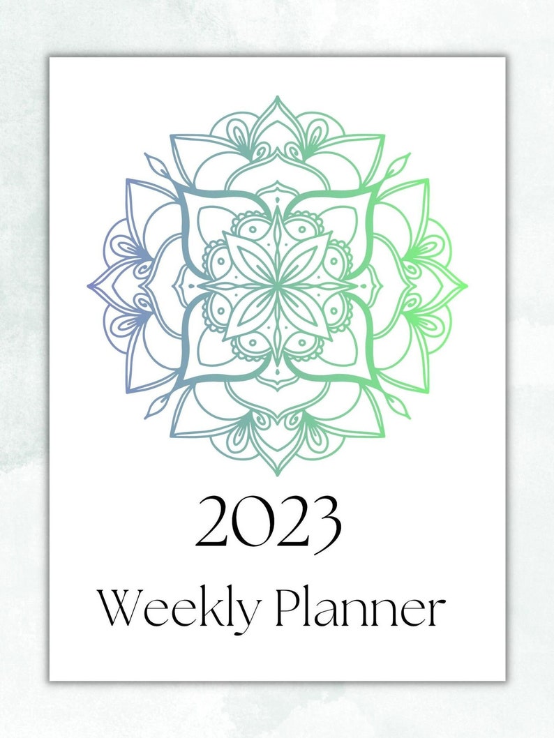 A Mandala Weekly 2023 Planner in Hues of Green and Blue. A Graceful ...