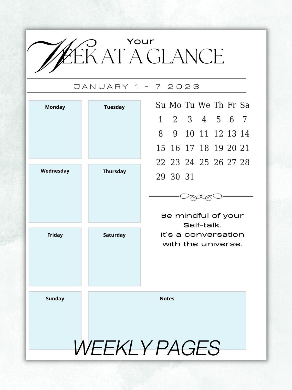 A Mandala Weekly 2023 Planner in Hues of Green and Blue. A Graceful ...