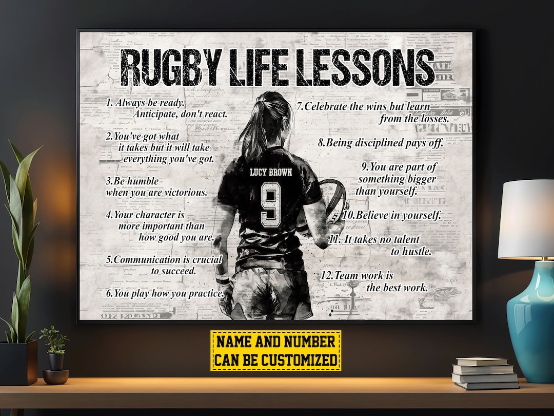 Rugby Life Lessons Personalized Canvas Print, Rugby Poster Print, Rugby ...