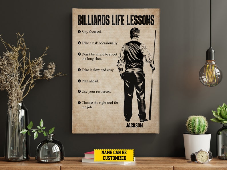 Personalized Billiards Life Lessons Canvas Print, Billiards Poster - Etsy