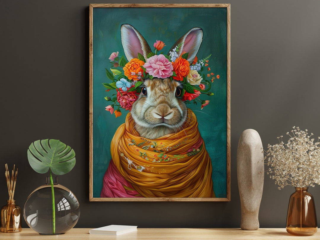 Floral Rabbit Canvas Print: Matisse Maximalist Animal Wall Art - Etsy