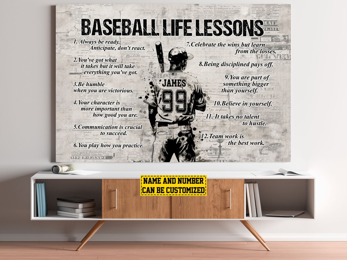 Personalized Baseball Life Lessons Canvas Print: Softball Gift - Etsy