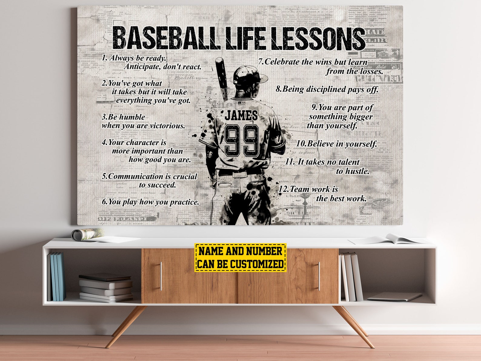 Personalized Baseball Life Lessons Canvas Print: Softball Gift - Etsy