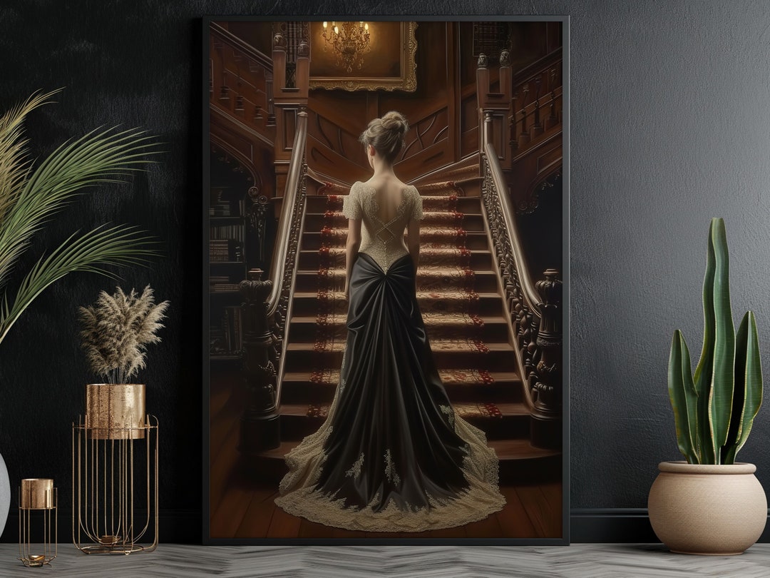 Vintage Mythical Princess in Palace Painting, Victorian Woman Print ...