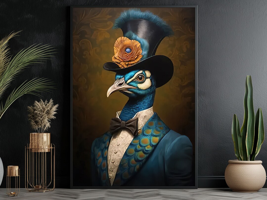 Vintage Renaissance Peacock Painting, Retro Peacock Print, Cottage ...