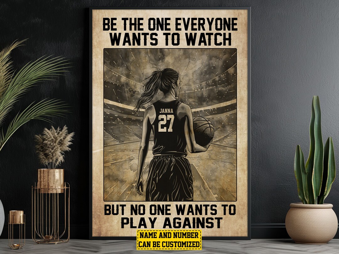 Personalized Basketball Canvas Print: Motivation Poster, Gift for ...