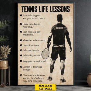 Tennis Life Lessons Personalized Canvas Print, Tennis Gift - Etsy