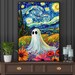 Van Gogh Style Ghost in Flower Field Canvas Print, Halloween Poster ...