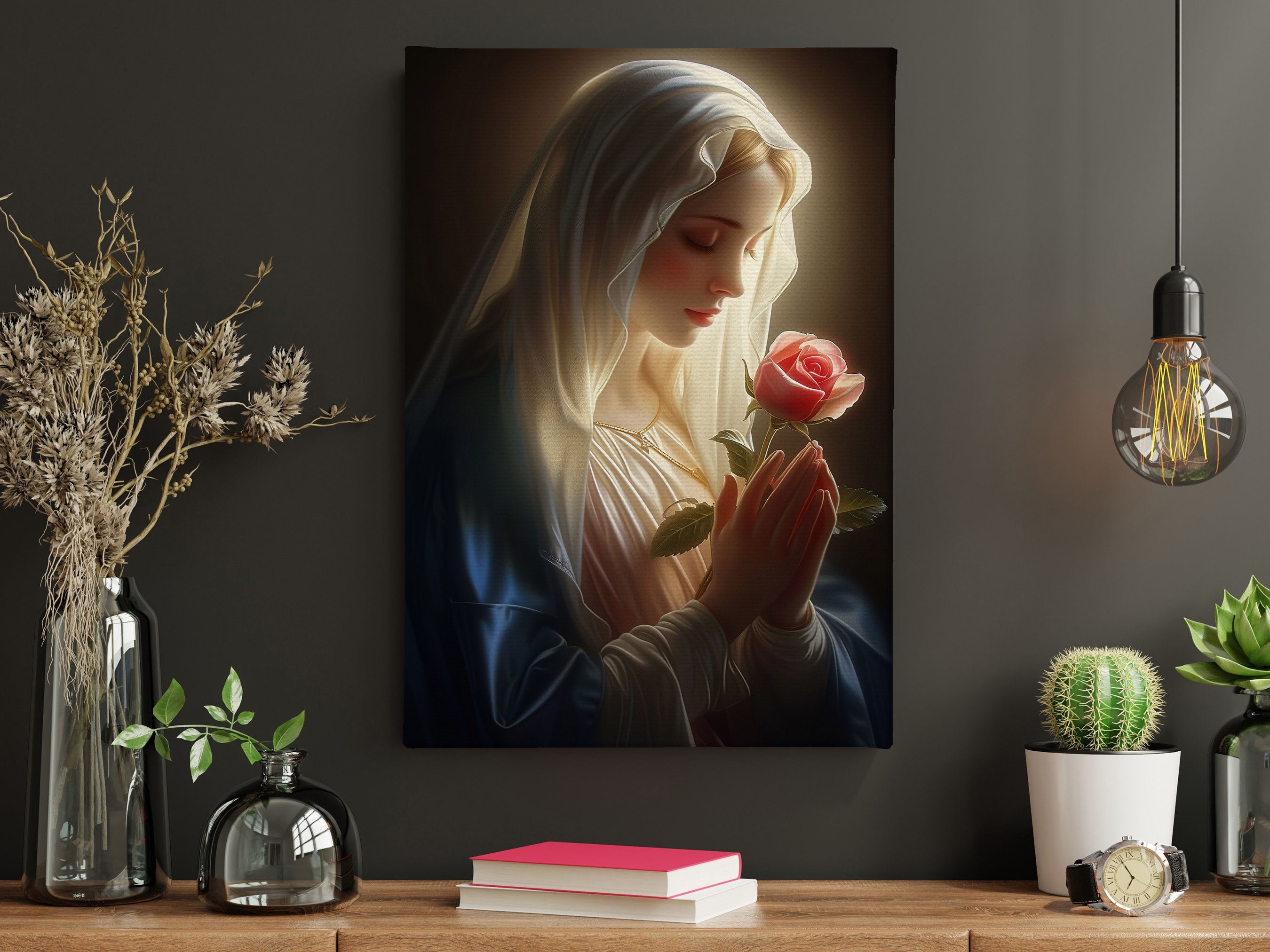 Virgin Mary Canvas Print: Mother Maria Praying, Catholic Wall Art - Etsy