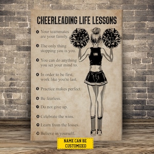 Cheerleading Life Lessons Personalized Canvas Print, Cheerleading ...