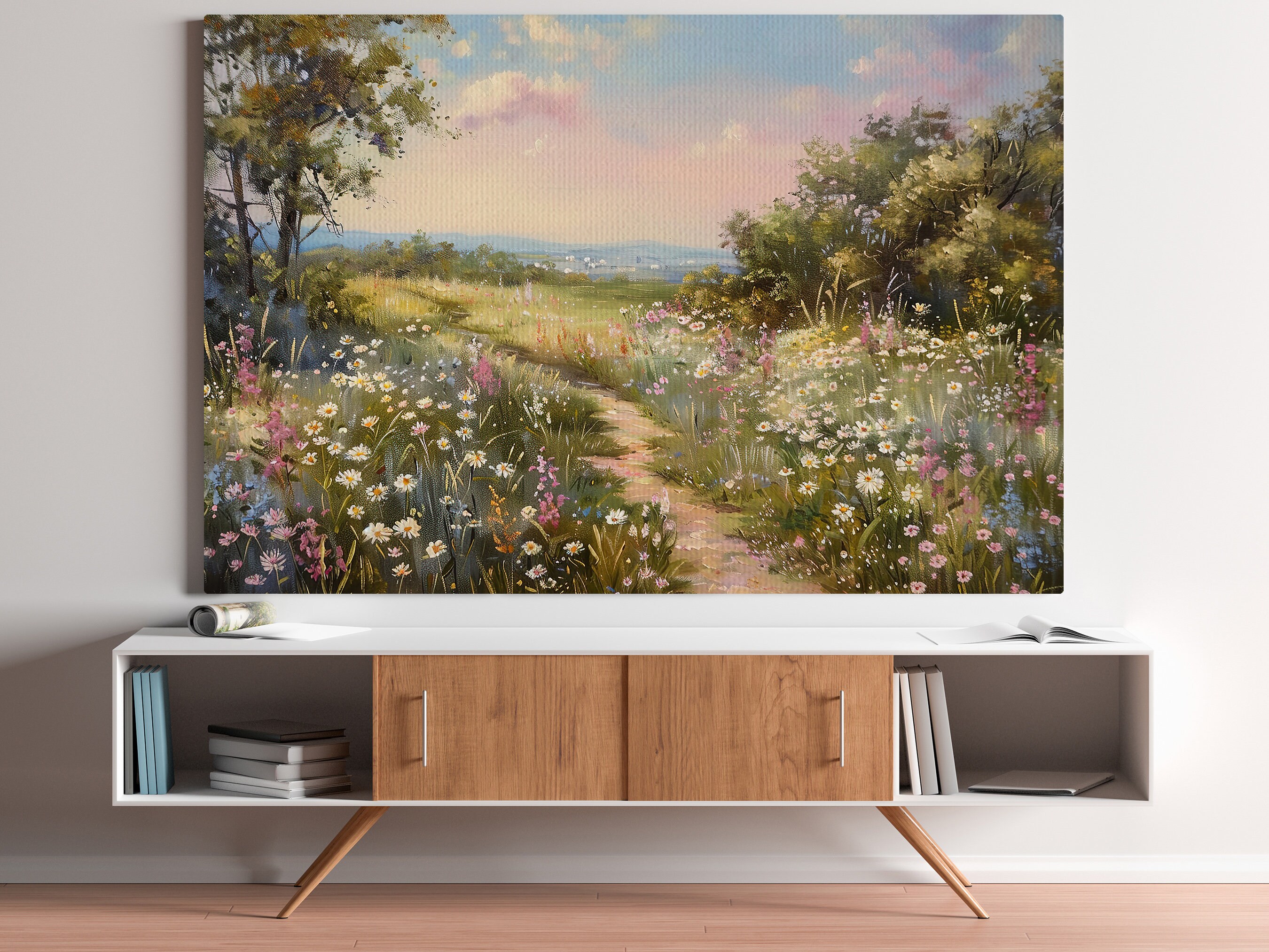 Wildflower Forest Painting: Vintage Cottagecore Canvas Art - Etsy