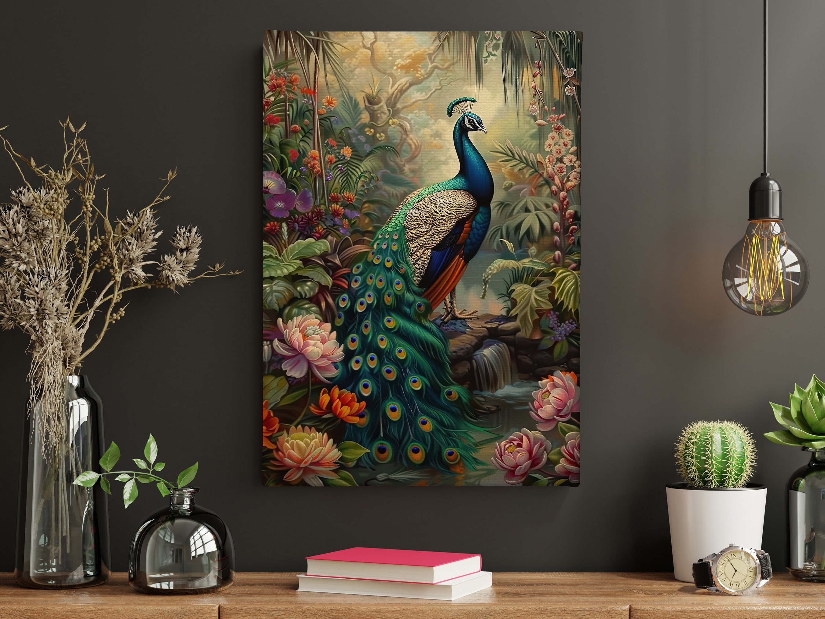 Vintage Peacock Canvas Print: Cottagecore Animal Wall Art - Etsy
