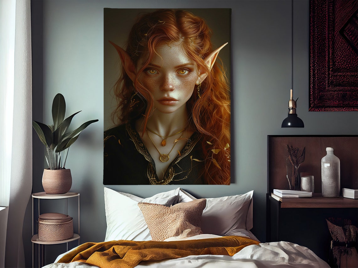 Dark Surreal Elves Painting, Fantasy Character Elf Print, Mythical ...