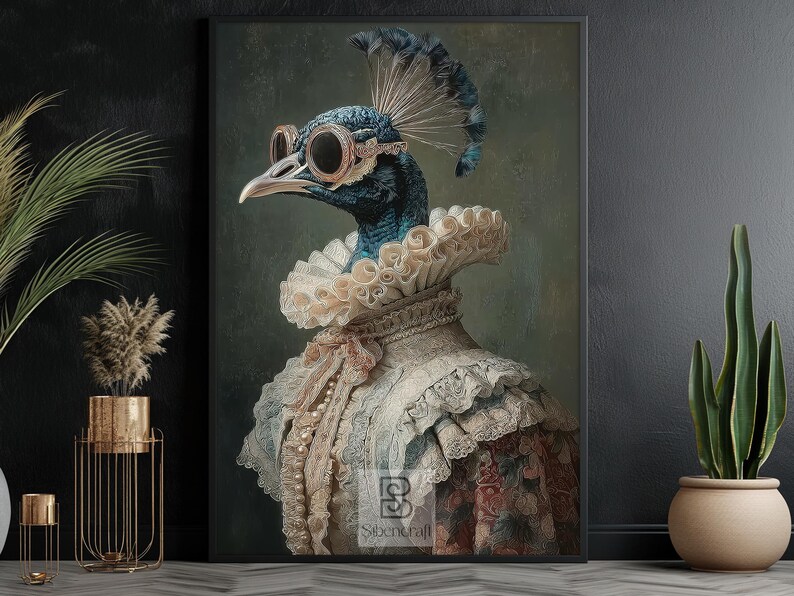 Vintage Renaissance Peacock Canvas Print: Cottagecore Animal Wall Art ...