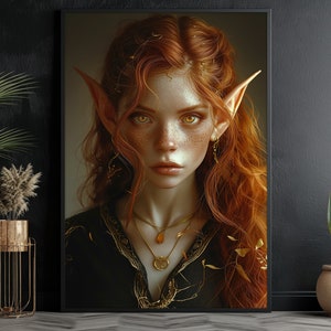 Dark Surreal Elves Painting, Fantasy Character Elf Print, Mythical ...