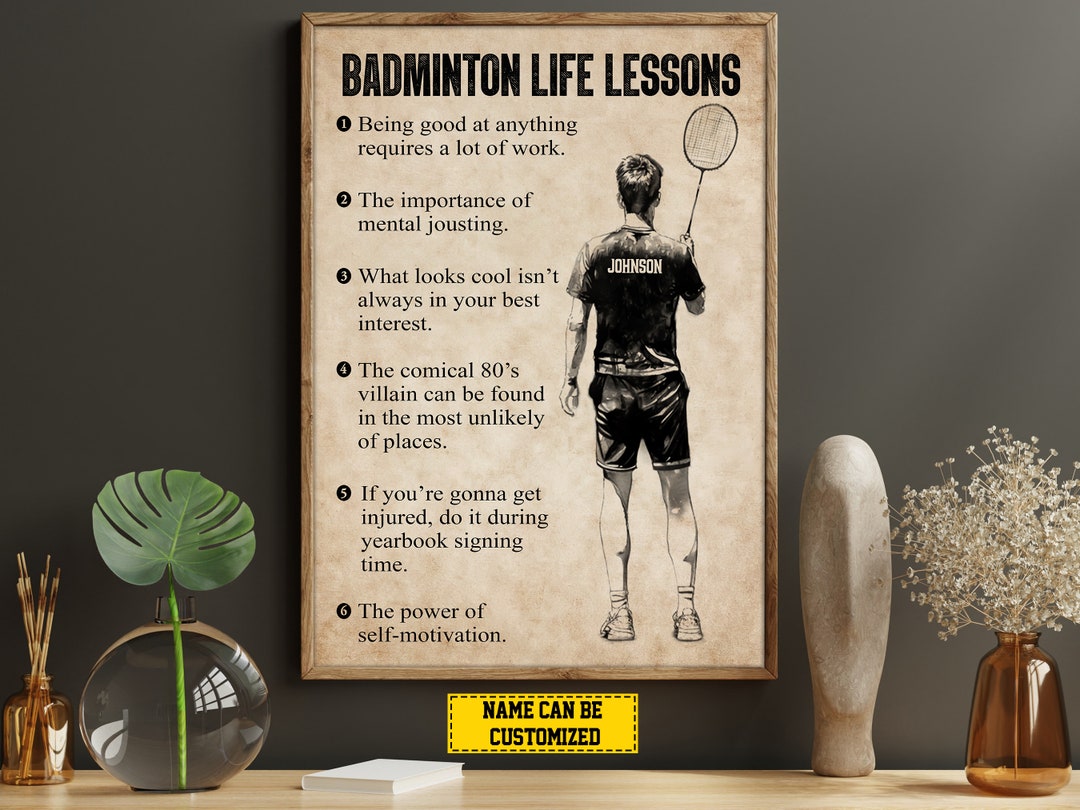 Badminton Life Lessons Personalized Canvas Print, Badminton Poster ...
