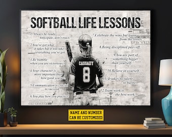 Softball Life Lessons Personalized Poster, Gift for Softball Lovers ...