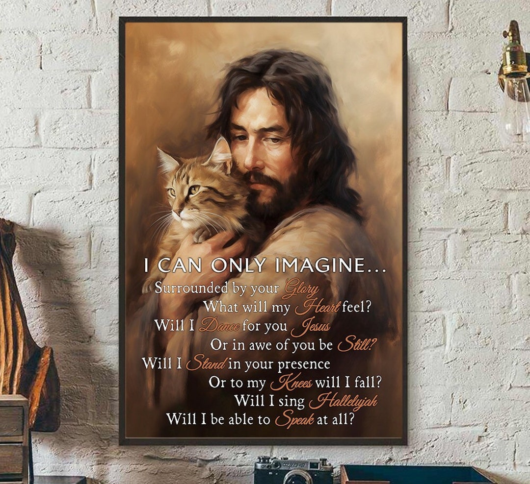 Jesus Loves Cat Canvas Print: Christian Wall Art - Etsy