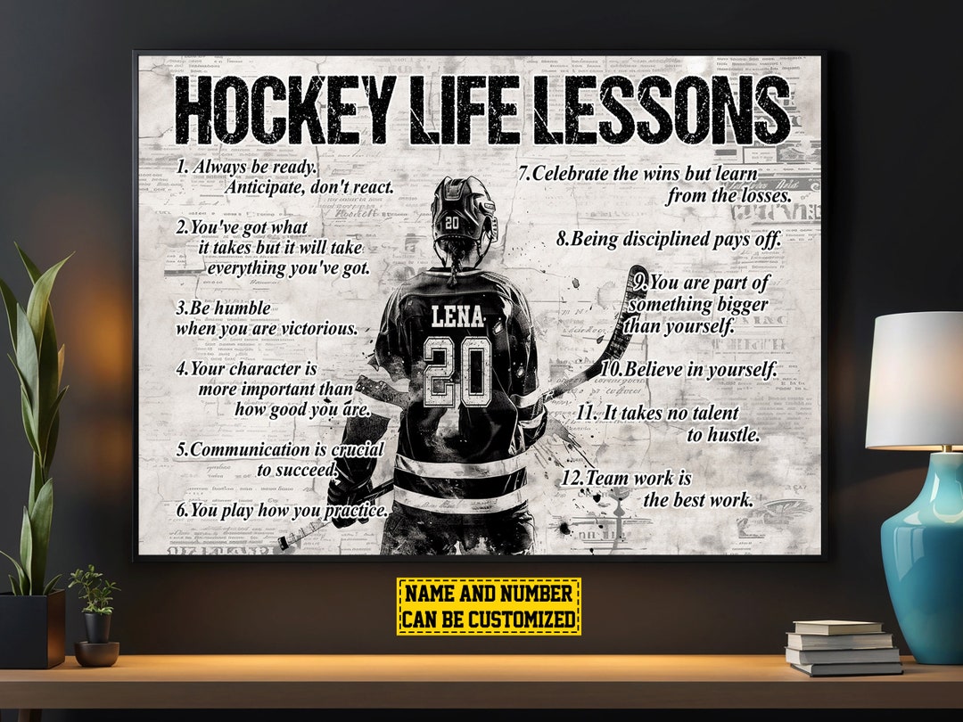 Hockey Life Lessons Personalized Girl Canvas Print, Hockey Poster Print ...