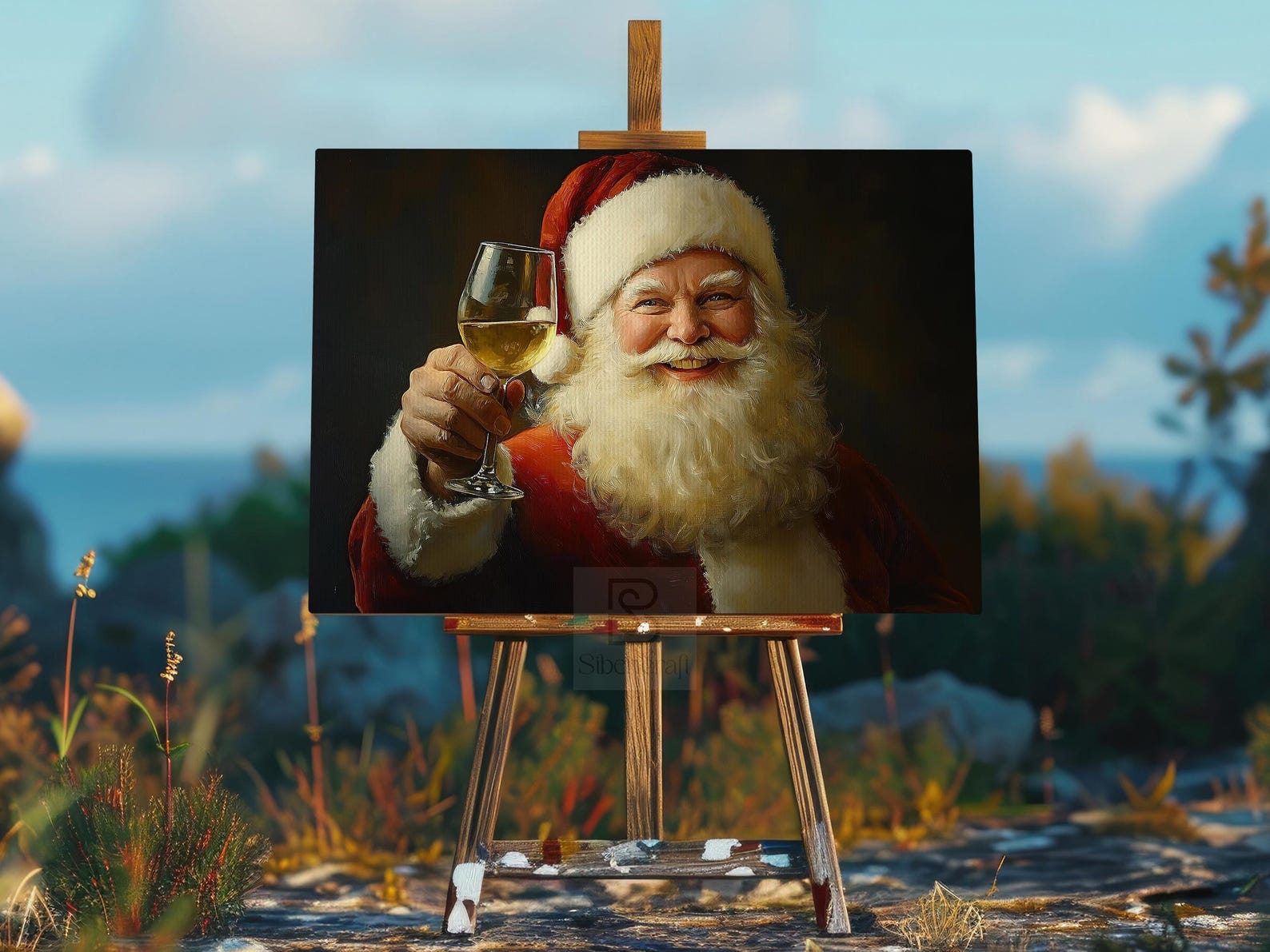 Vintage Santa Claus Canvas Print: Cheering Santa, Christmas Wall Art - Etsy
