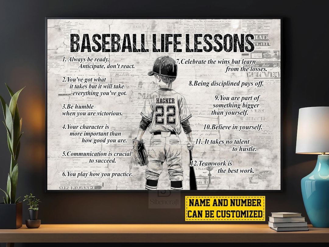 Personalized Baseball Life Lessons Canvas Print: Gift for Son - Etsy