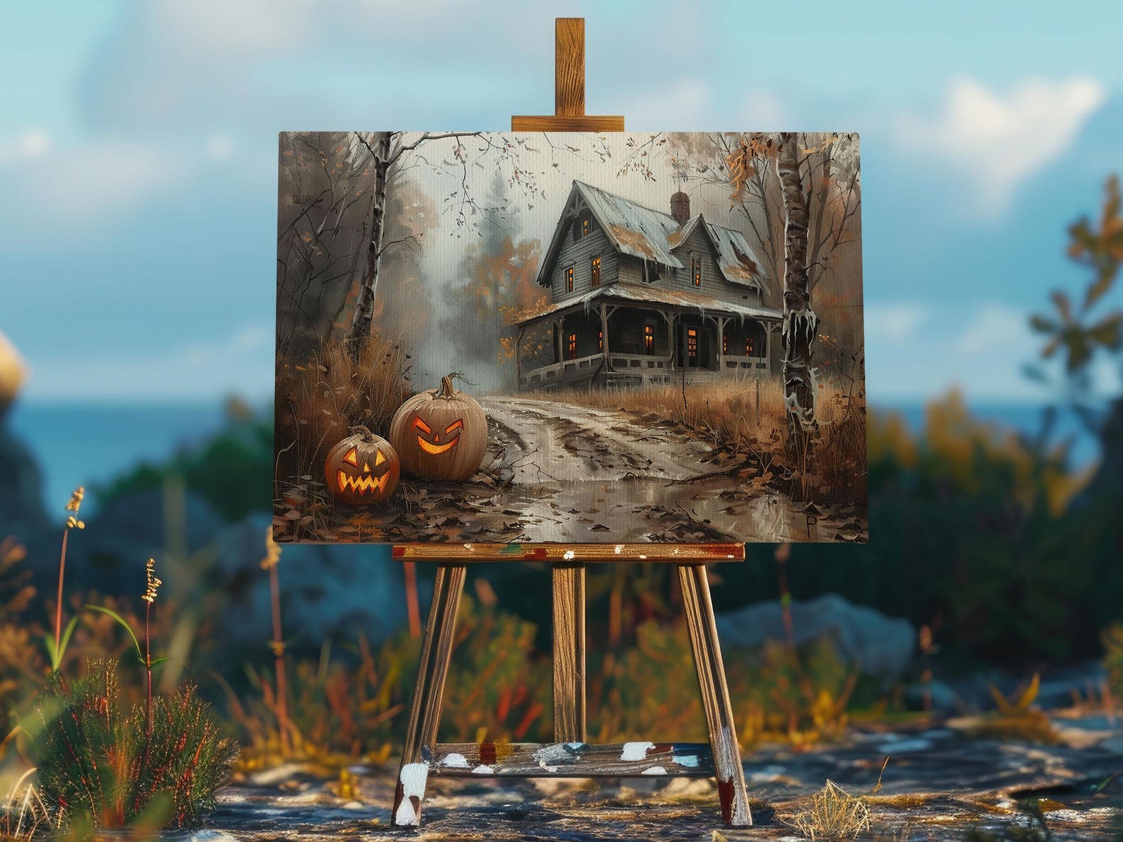 Spooky Haunted House Canvas Print: Halloween Wall Art - Etsy