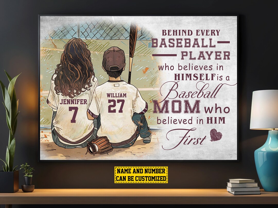 Personalized Baseball Mom Canvas Print, Custom Name and Number - Etsy