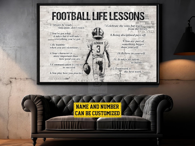 Personalized Football Life Lessons Canvas Print: Gift for Son - Etsy