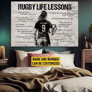 Rugby Life Lessons Personalized Canvas Print, Rugby Poster Print, Rugby ...
