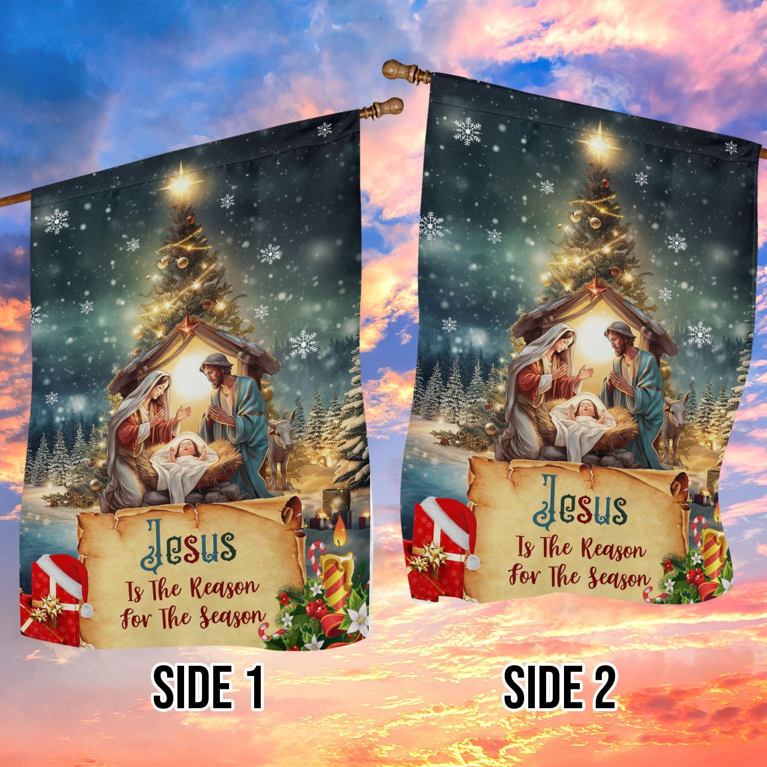 Jesus Garden Flag, Jesus Garden Decor, Christmas Garden Flag, Christmas ...