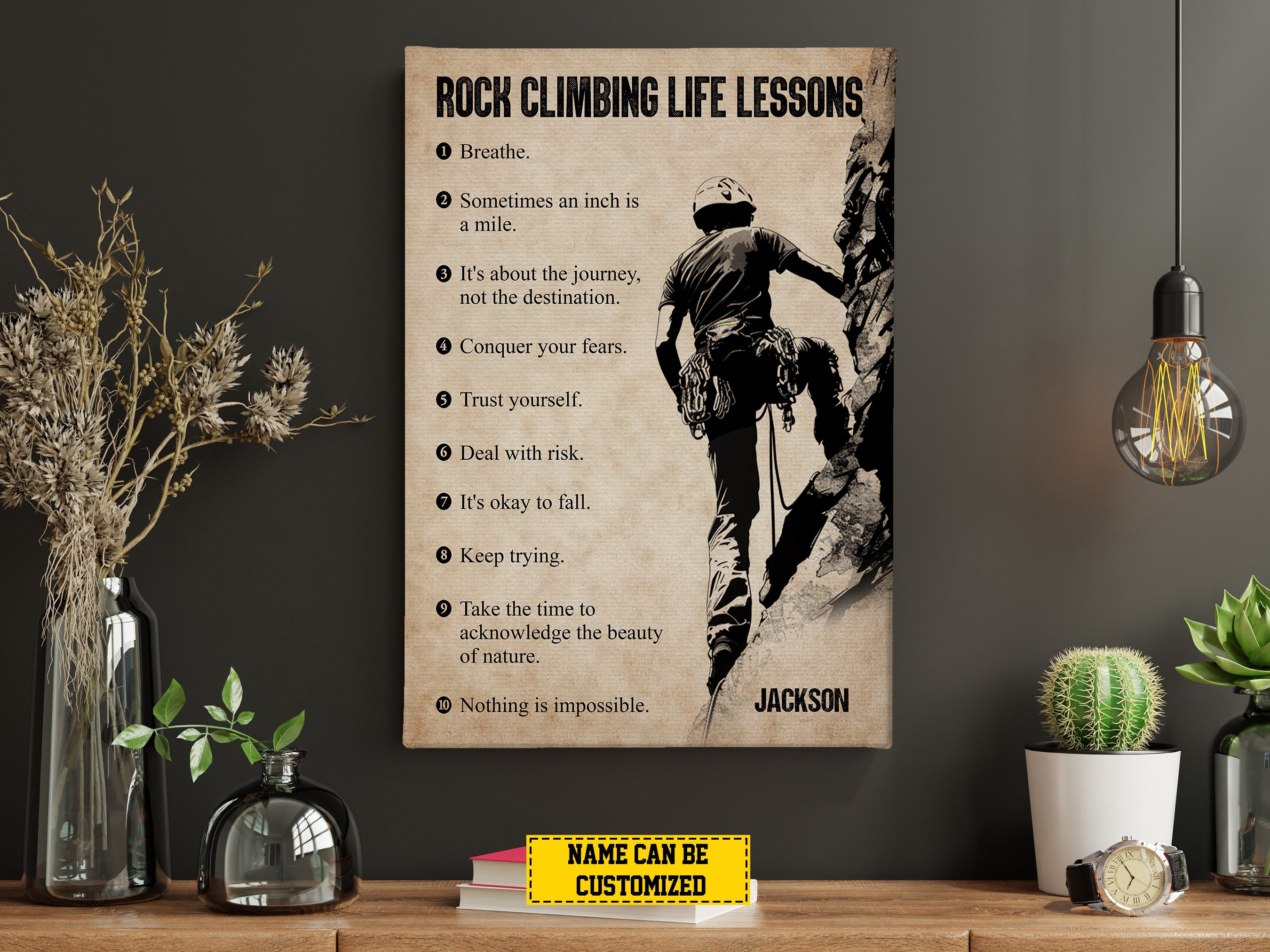 Rock Climbing Life Lessons Personalized Canvas Print, Rock Climbing ...