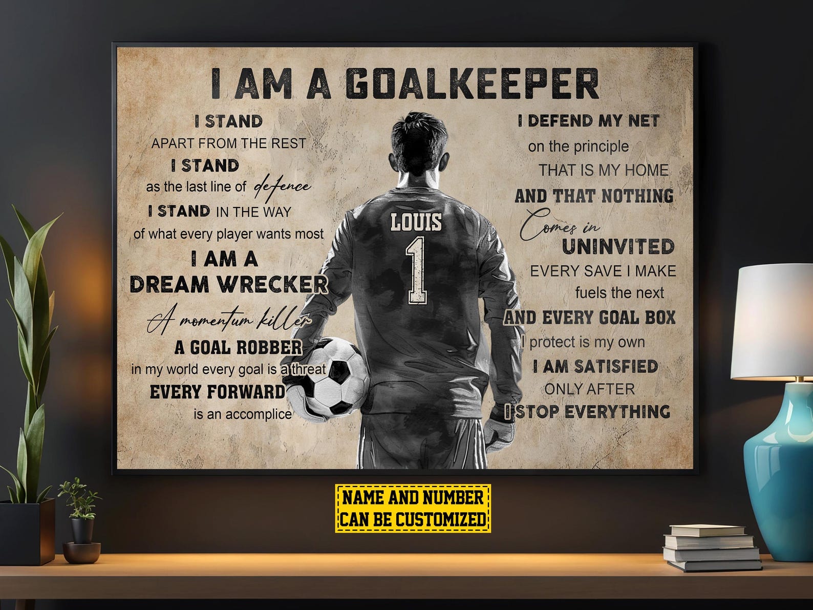 Personalized Soccer Goalkeeper Canvas Print: Sports Gift - Etsy