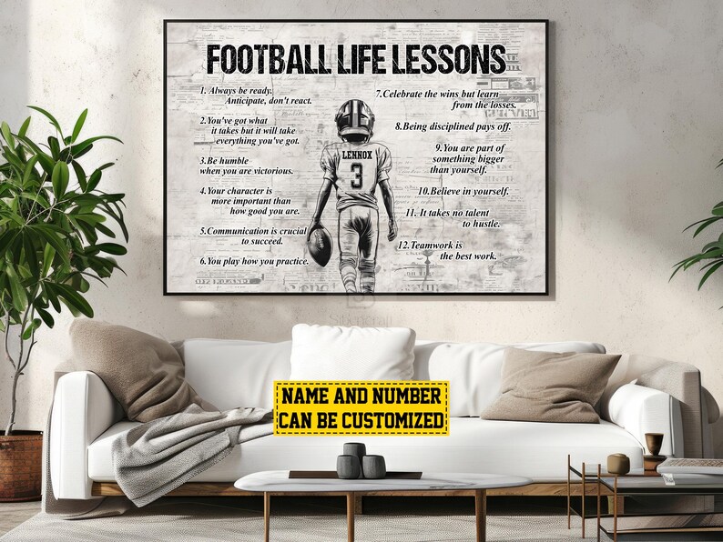 Personalized Football Life Lessons Canvas Print: Gift for Son - Etsy