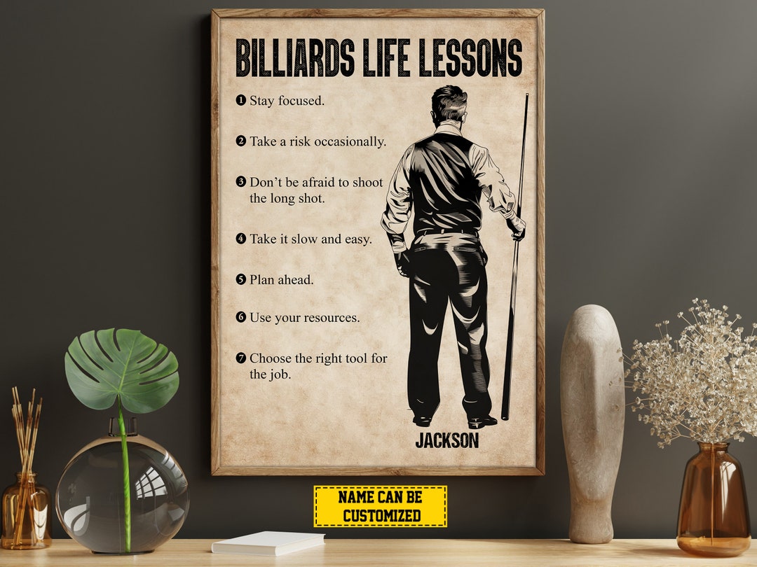 Billiards Life Lessons Personalized Canvas Print, Billiards Poster ...