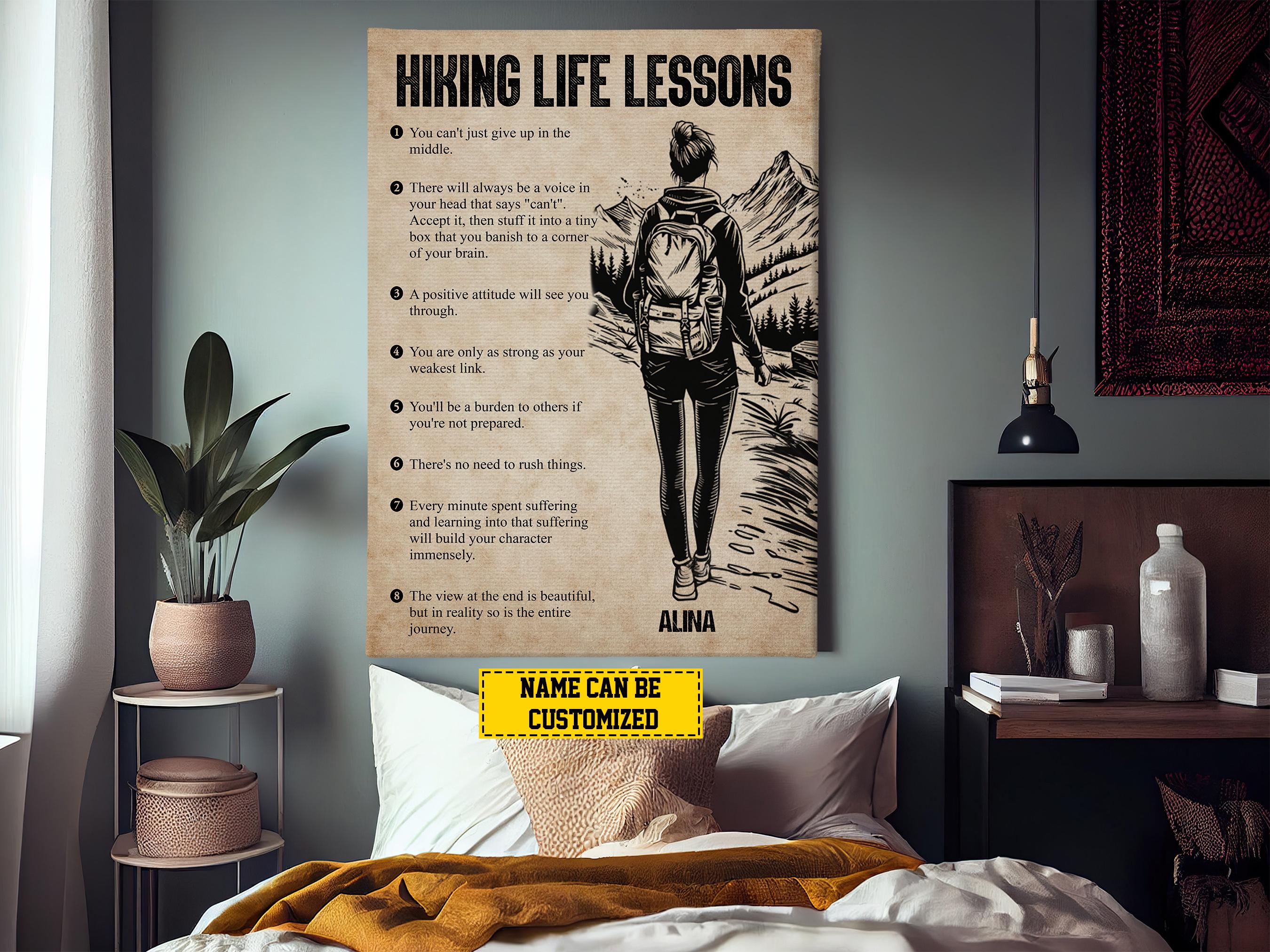 Hiking Life Lessons Personalized Canvas Print, Hiking Poster Print ...