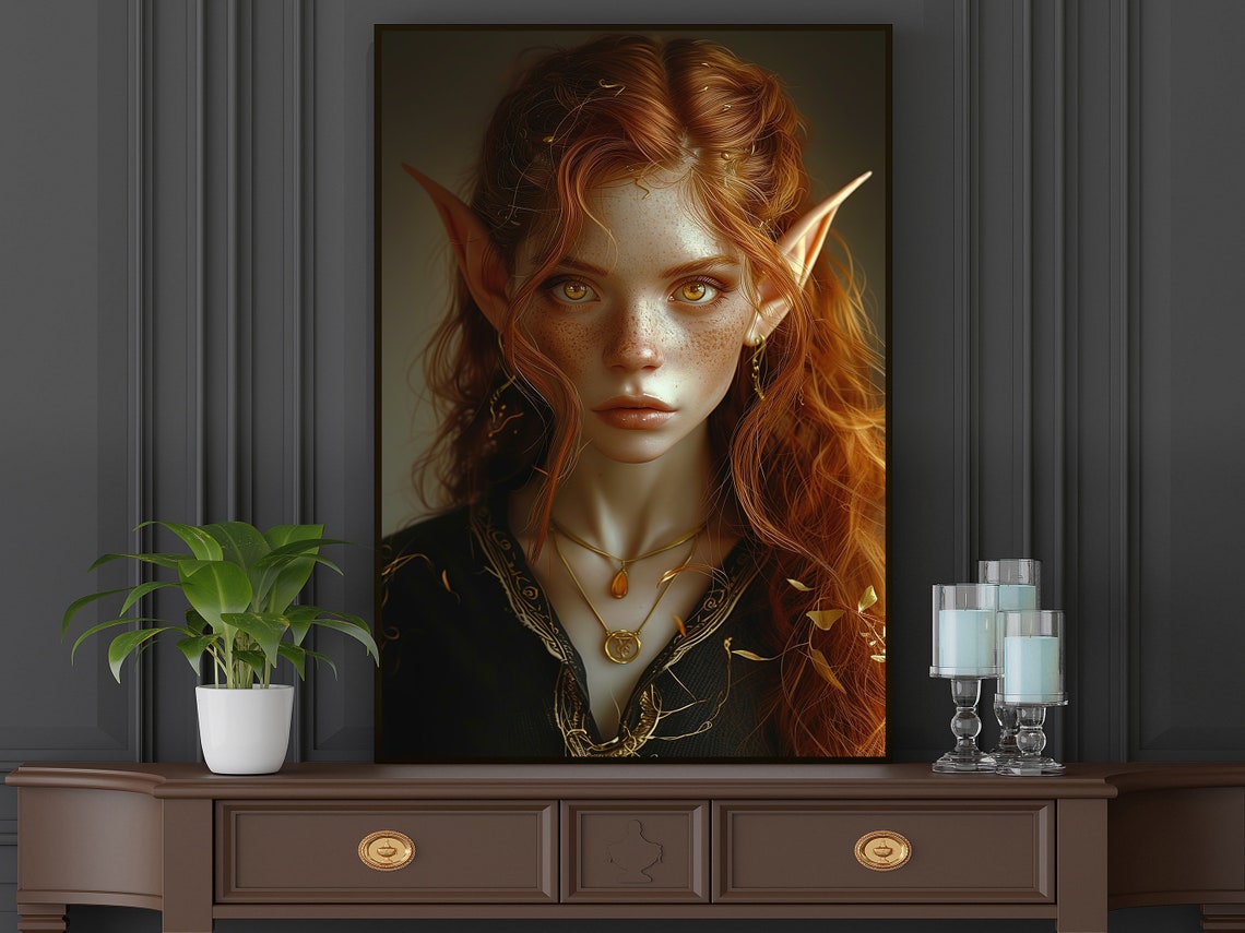 Dark Surreal Elves Painting, Fantasy Character Elf Print, Mythical ...