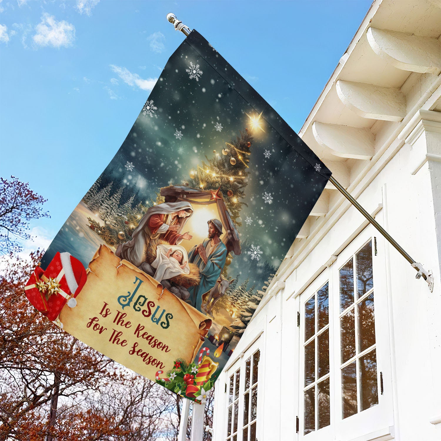 Jesus Garden Flag, Jesus Garden Decor, Christmas Garden Flag, Christmas ...
