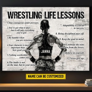 Wrestling Life Lessons Personalized Canvas Print: Gift for Wrestler - Etsy