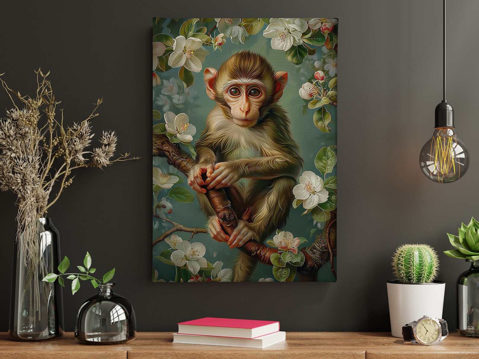 Vintage Monkey Canvas Print: Retro Animal Wall Art - Etsy