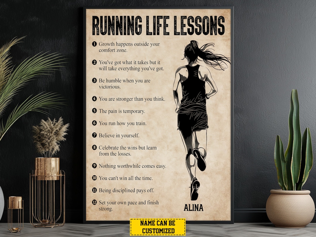 Running Life Lessons Personalized Canvas Print, Running Poster Print ...