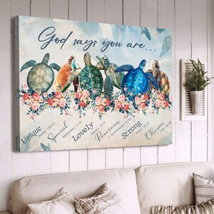 God Say You Are Vintage Turtle Canvas - Turtle Lover Poster, Animal ...
